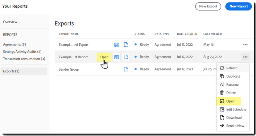 Berichte und Datenexporte